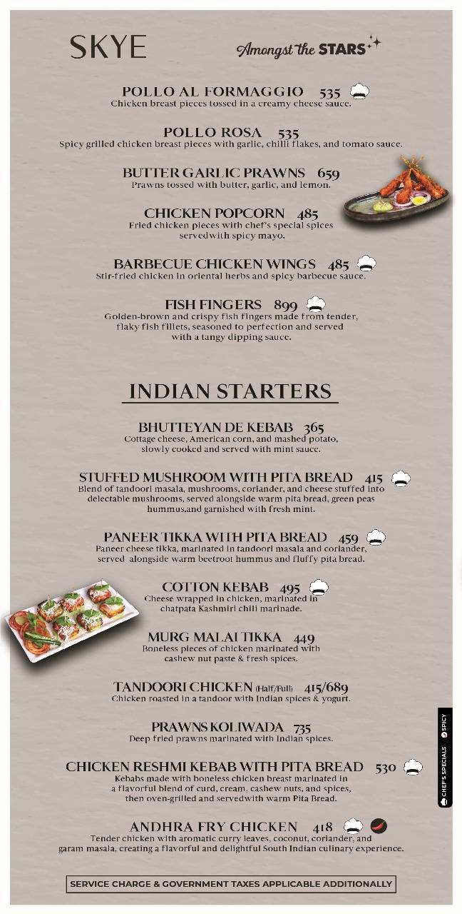Menu at SKYE RoofTop (Magarpatta), Pune