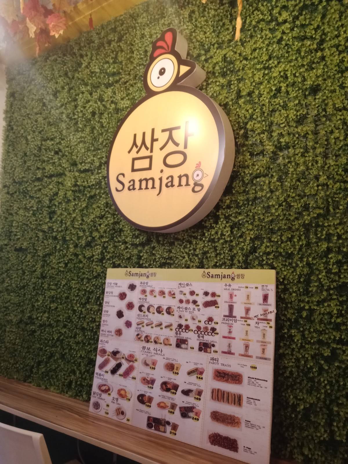 Menu at Samjang Iloilo restaurant, Iloilo City
