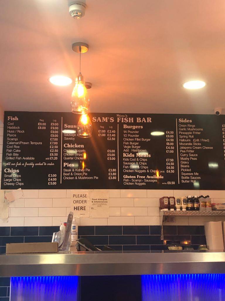 Menu at Sam's Fish Bar Restaurant, Haywards Heath