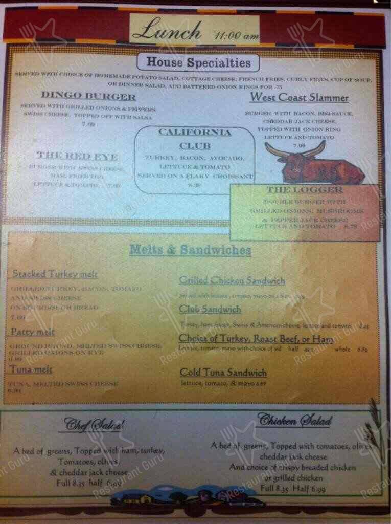 Menu at The Sandstone Cafe & Quarry Bar, Tenino