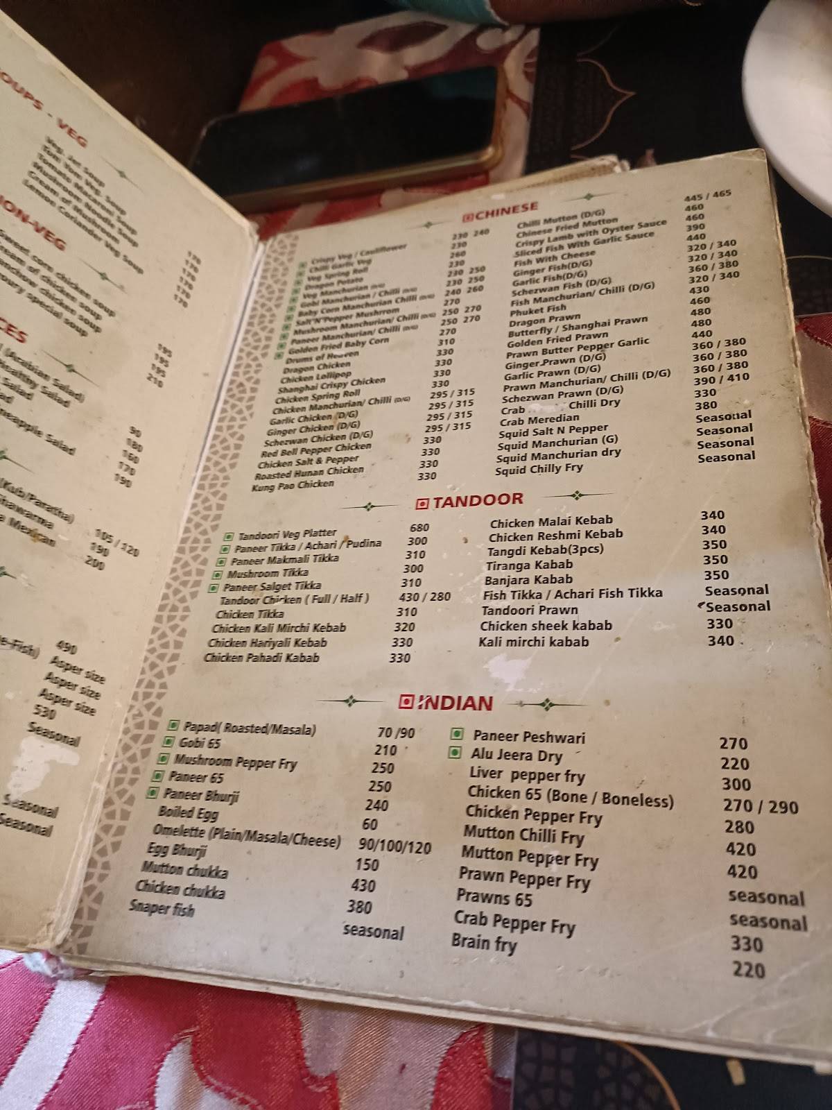 Menu at Savoury Sea Shell, Chennai, No.5/337A