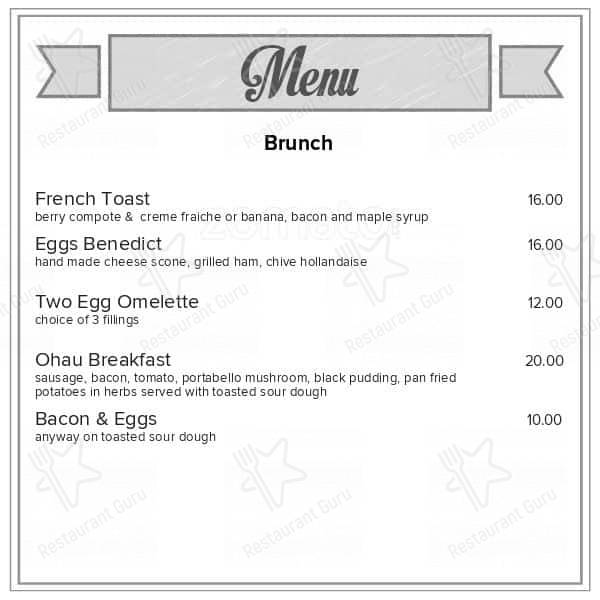 Menu at Scarlet Kitchen, New Zealand