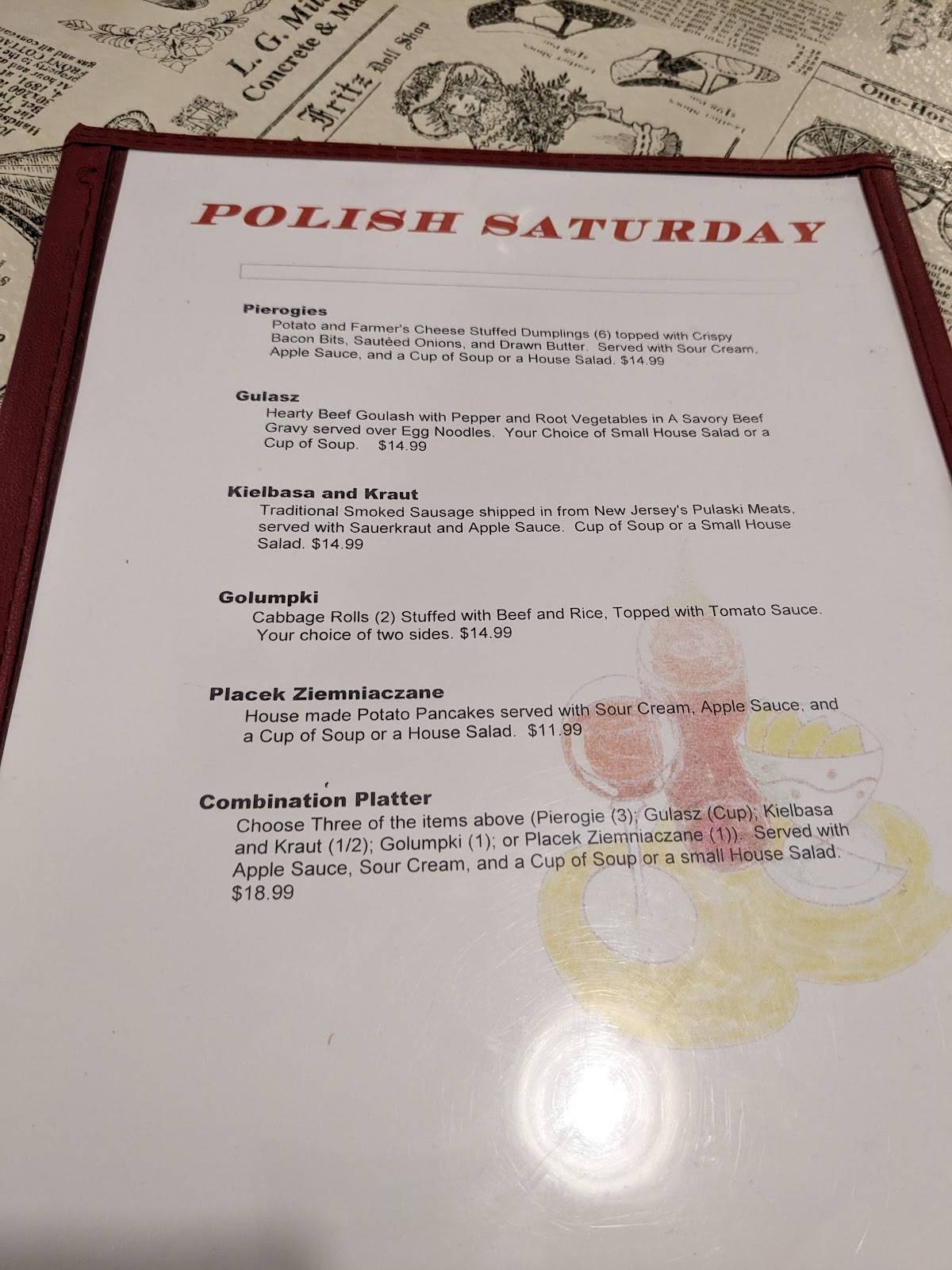 Menu at Sebastian's Roadside Restaurant, Sebastian