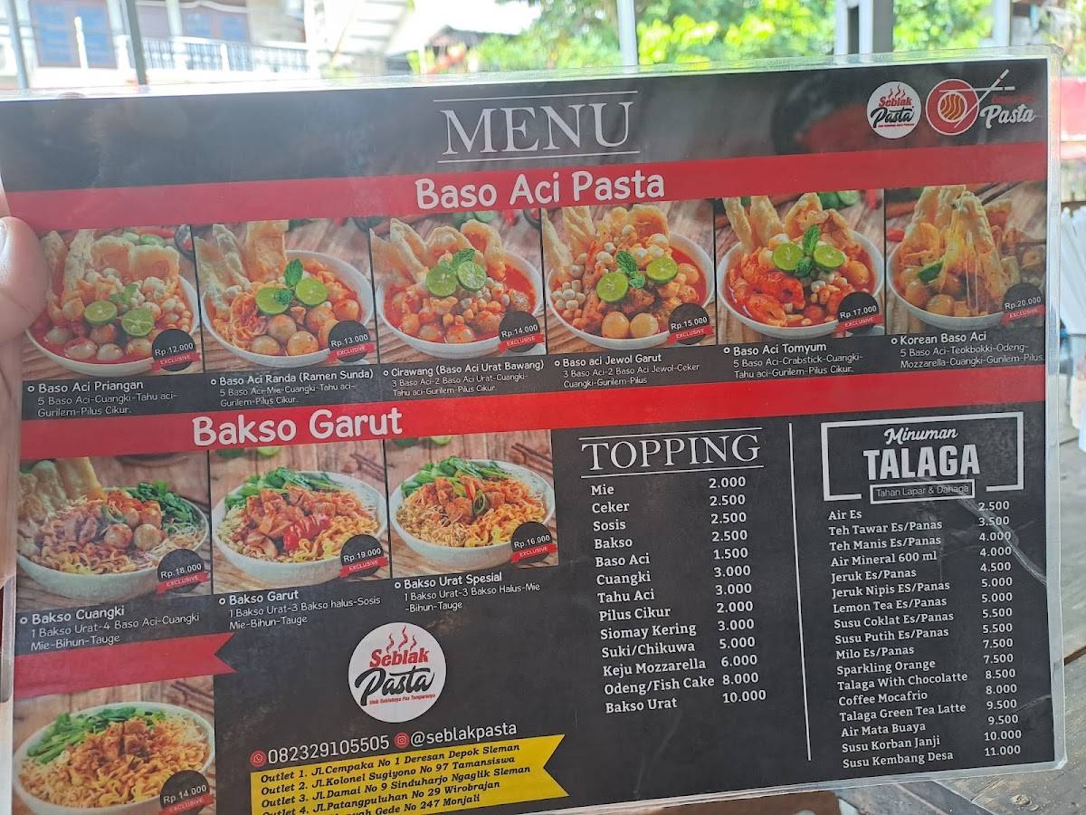 Меню ресторана Seblak Pasta Deresan, Сендангади