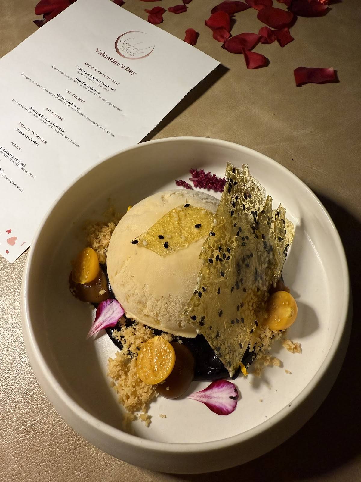 Menu at Sebule restaurant, Johannesburg