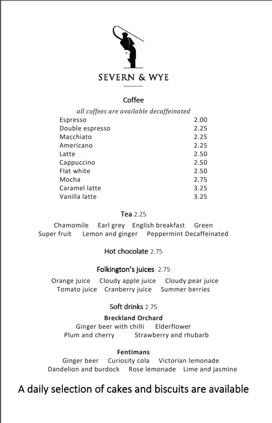 Menu at Severn & Wye Smokery restaurant, Westbury-on-Severn