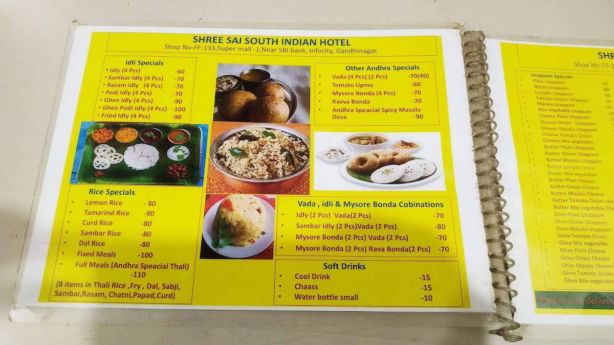 Menu at Shree Sai South indian Hotel (Andhra Mess), Gandhinagar