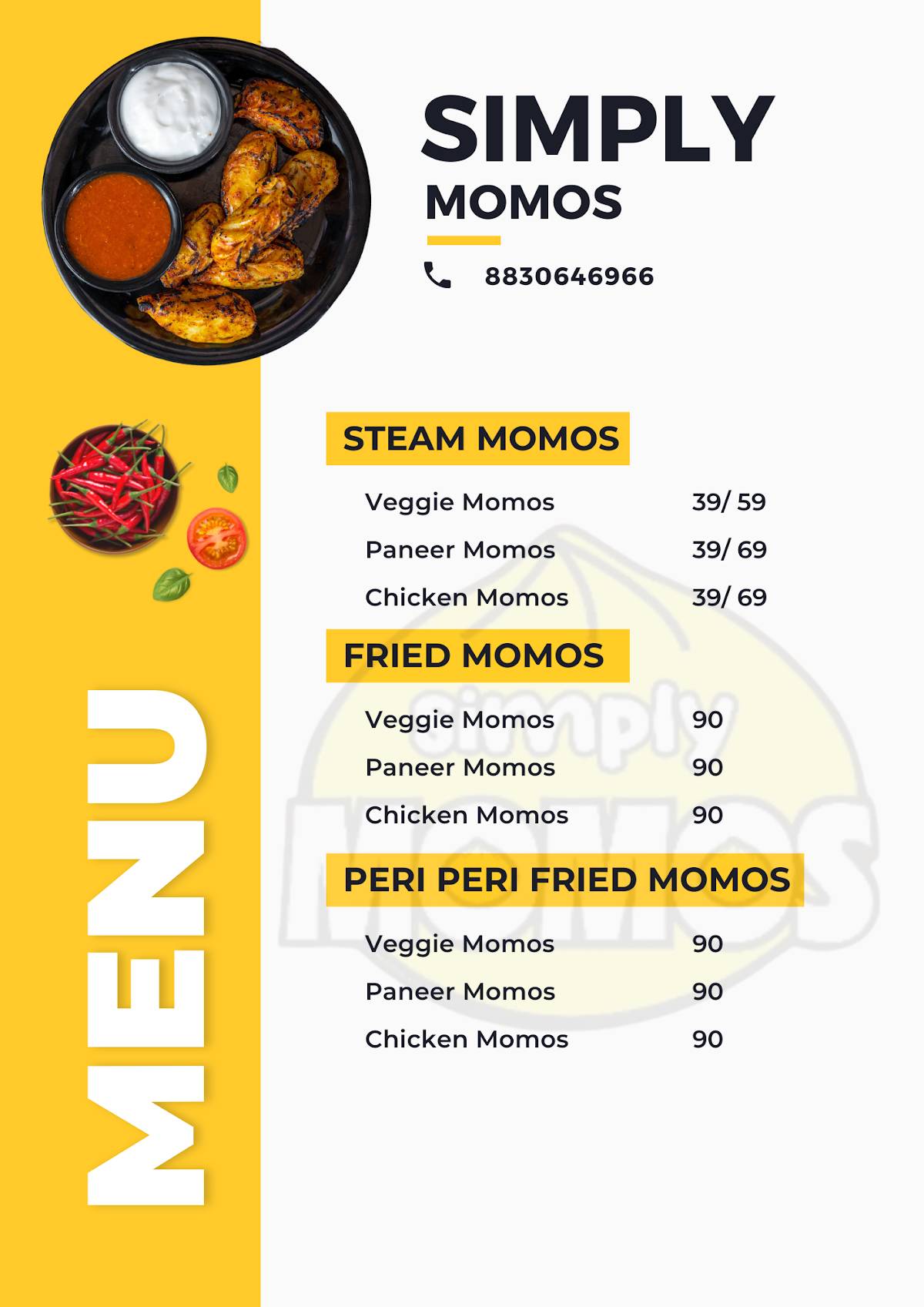 Menu at Simply Momos, Pune, Lane Number 1