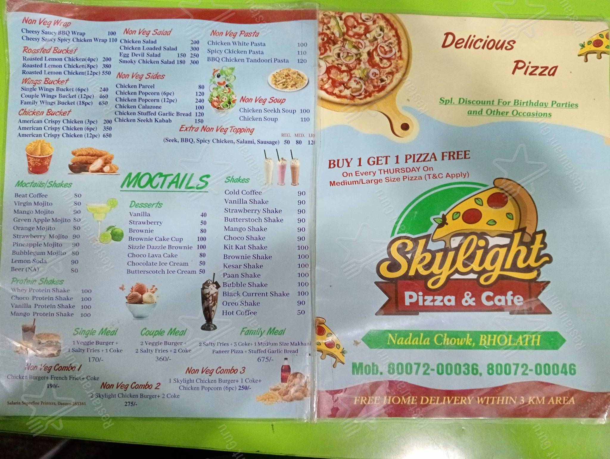 Menu at Sky Light Pizza And Cafe (Bholath), Bholath