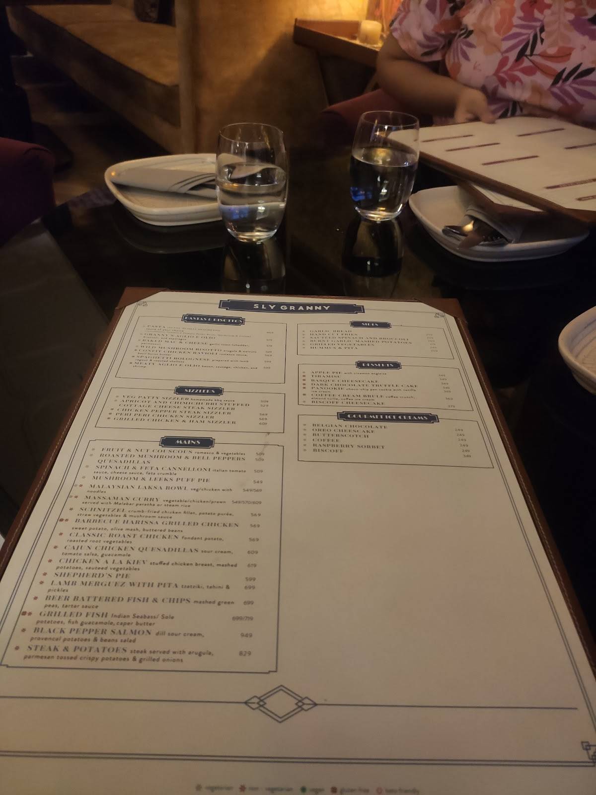 Menu at Sly Granny, Dehradun