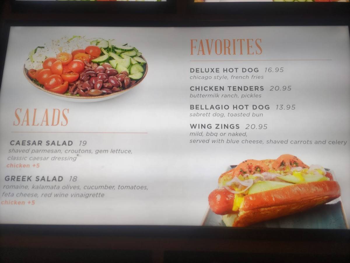 Menu at Snacks At The Bellagio restaurant, Las Vegas, 3600 S Las Vegas Blvd