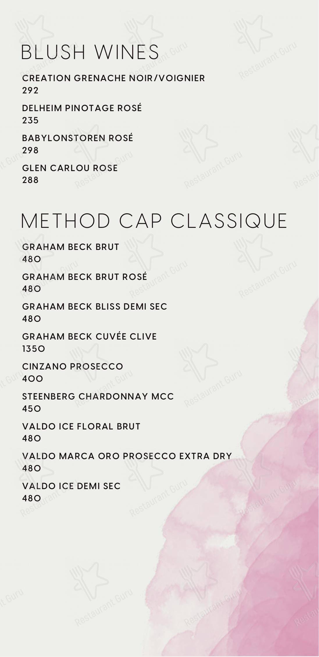 Menu at Solo Restaurant Sandton, Sandton