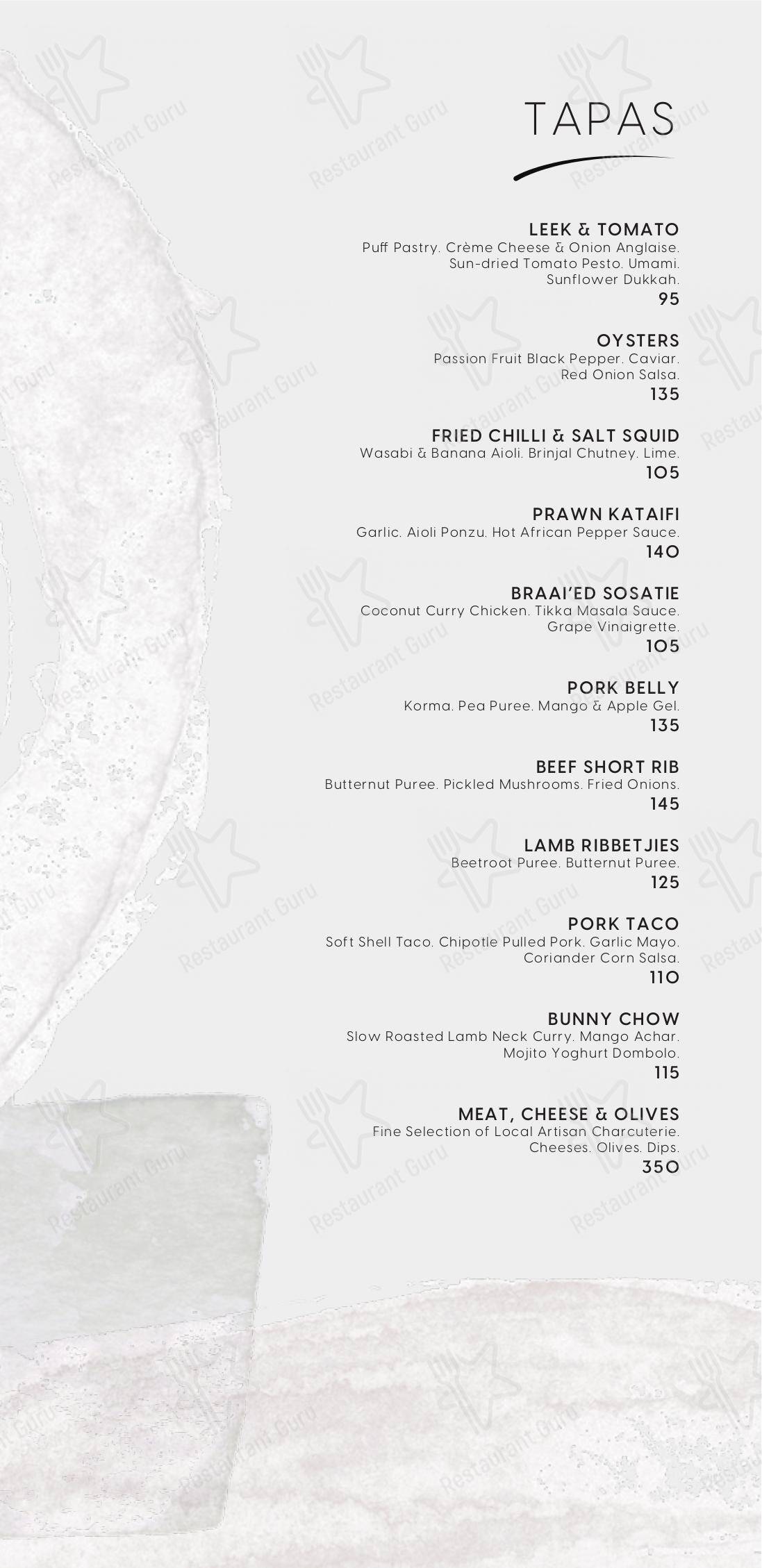 Menu at Solo Restaurant Sandton, Sandton