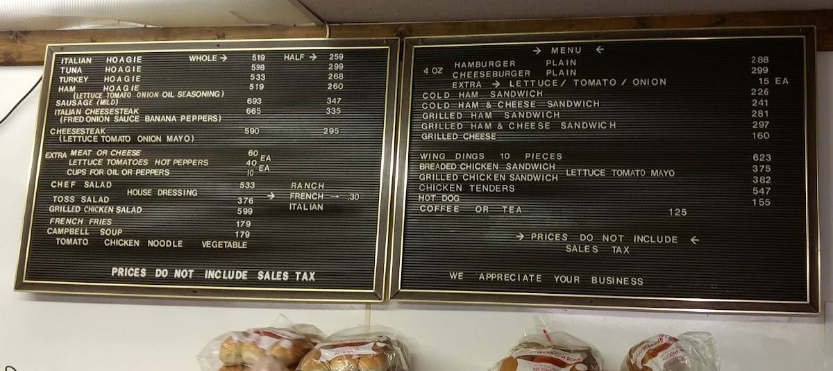 Menu at South Side Hoagie Shop restaurant, Lewistown