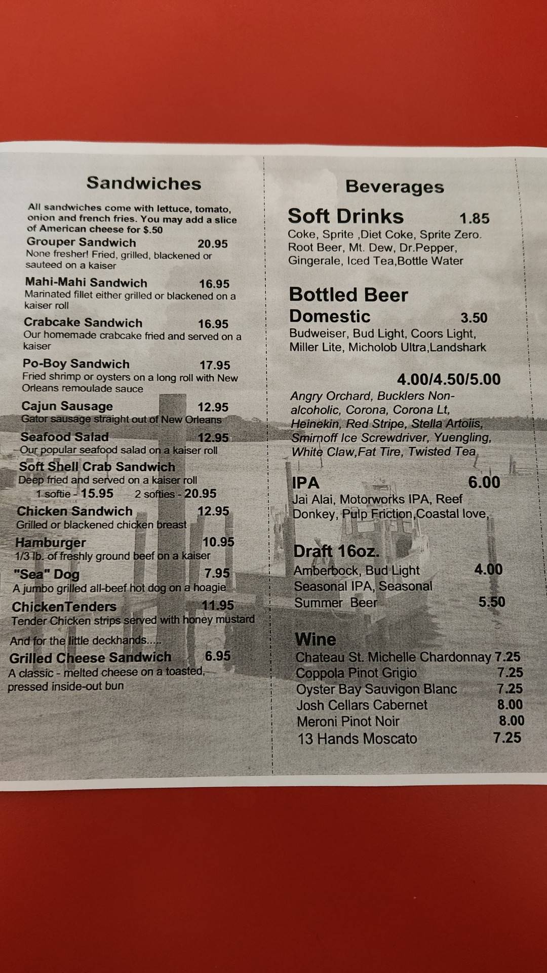 Menu at Star Fish Company restaurant, Cortez, 46th Ave W