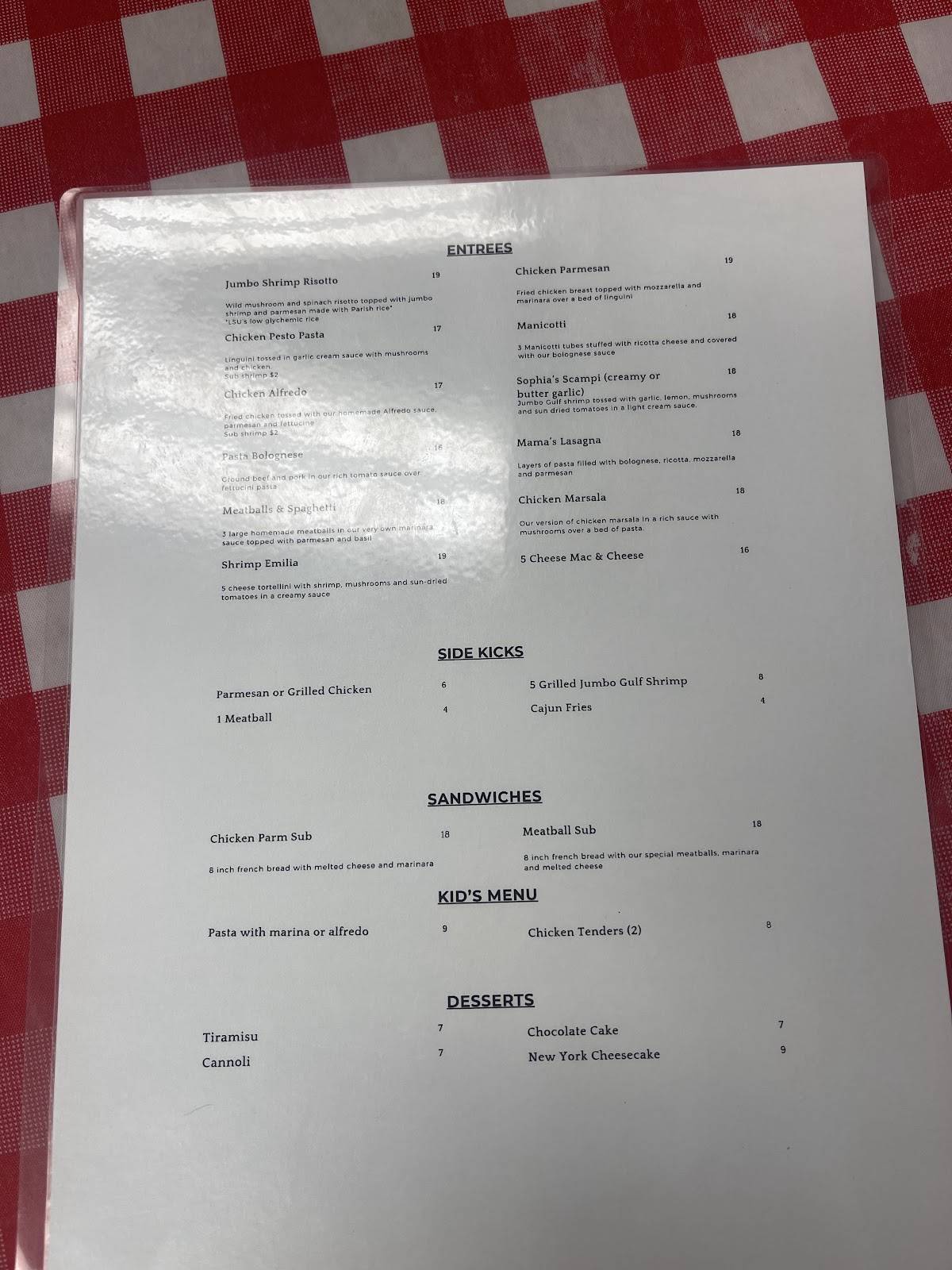 Menu at Stefano’s Authentic Italian pizzeria, Prairieville