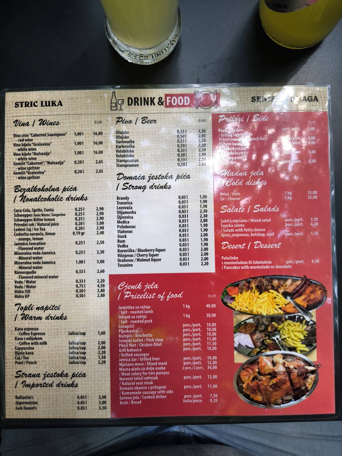 Menu at Restaurant Stric Luka, Senjska Draga