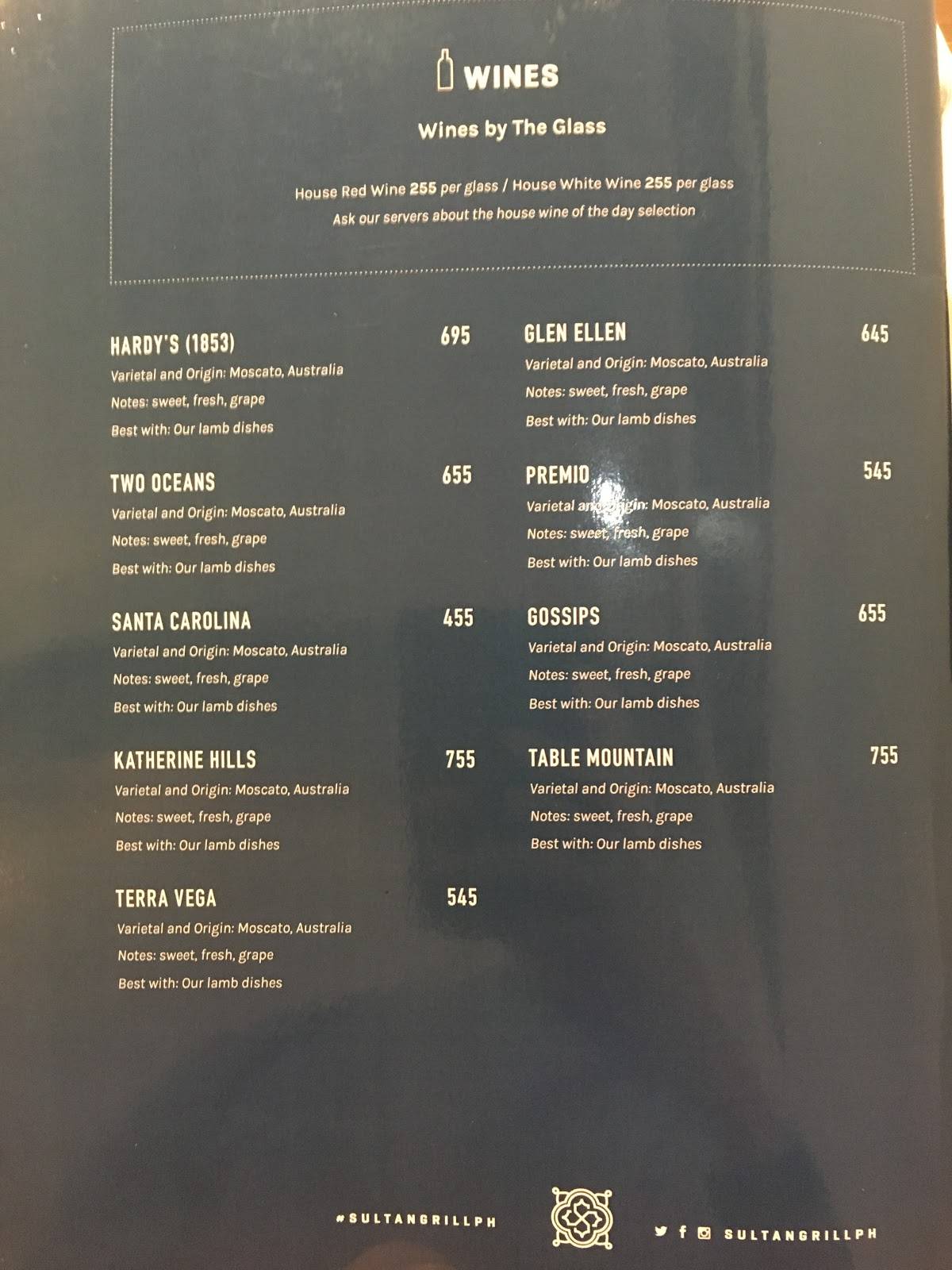 Menu at Sultan Mediterranean Grill restaurant, Makati, UG9 Valero Plaza ...