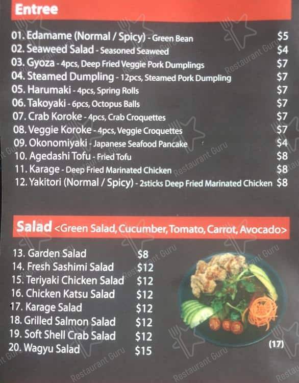 Menu at Sushi Shou Jindalee restaurant, Jindalee