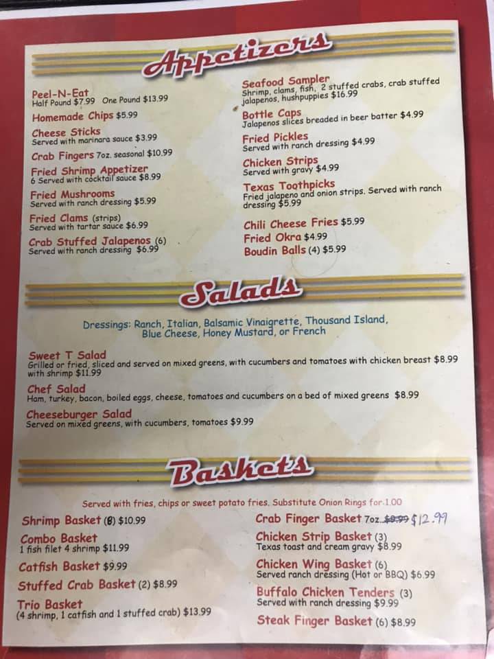 Menu at Sweet T's Diner restaurant, Freeport, 230 W 2nd St
