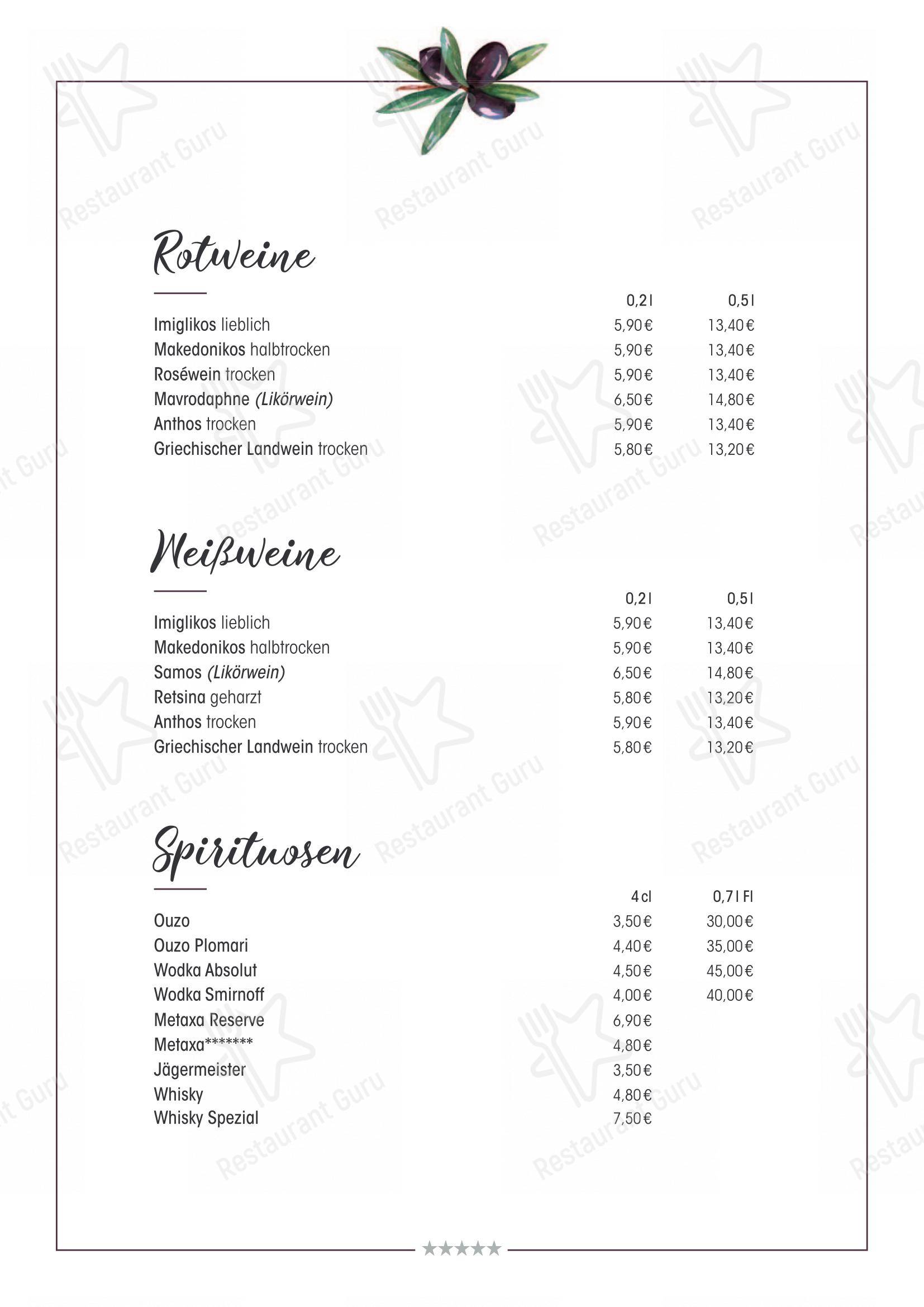 Speisekarte von Restaurant Syrtaki (Küche bis 20 Uhr, Montags Ruhetag ...