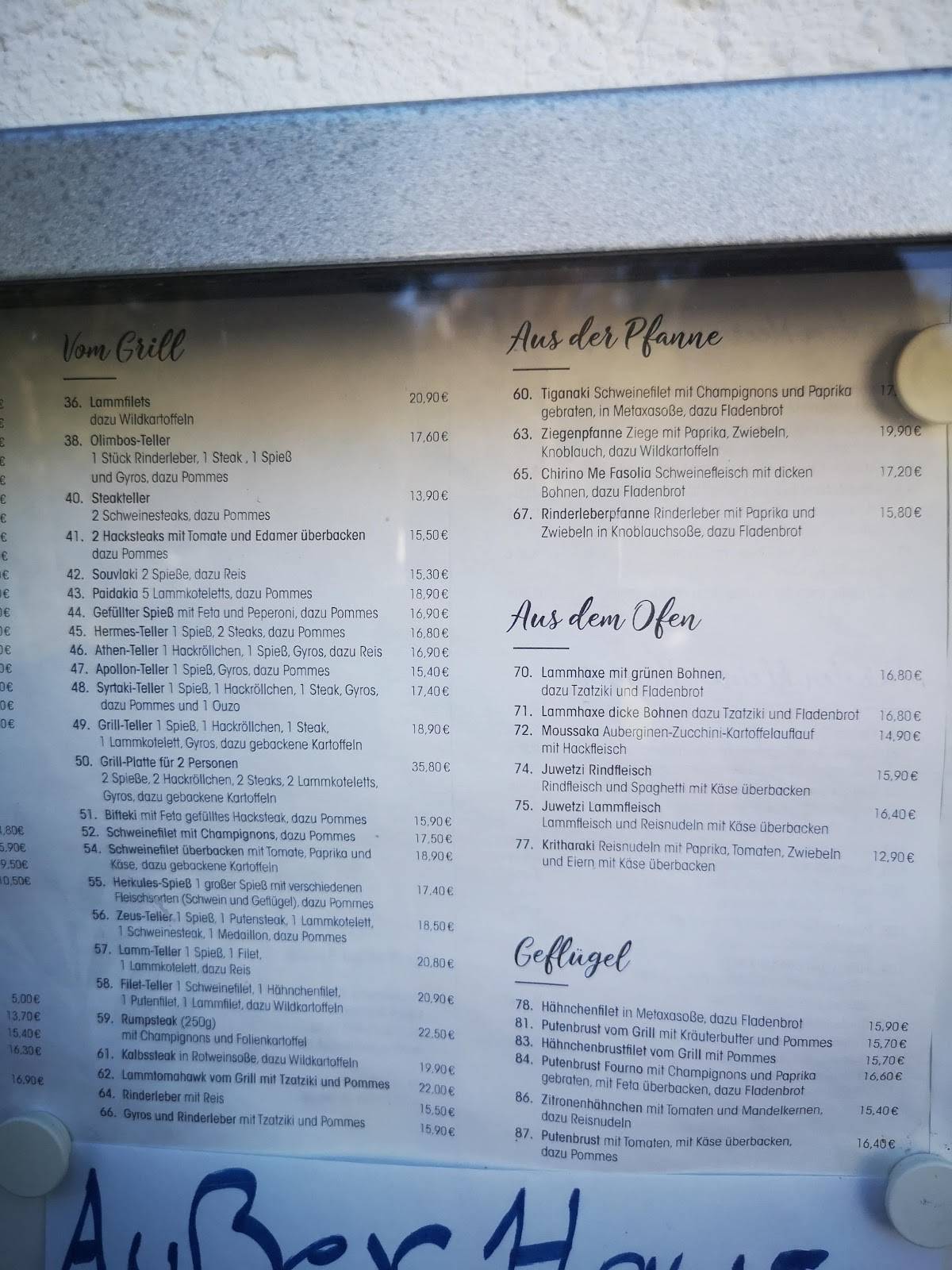 Speisekarte von Restaurant Syrtaki (Küche bis 20 Uhr, Montags Ruhetag ...