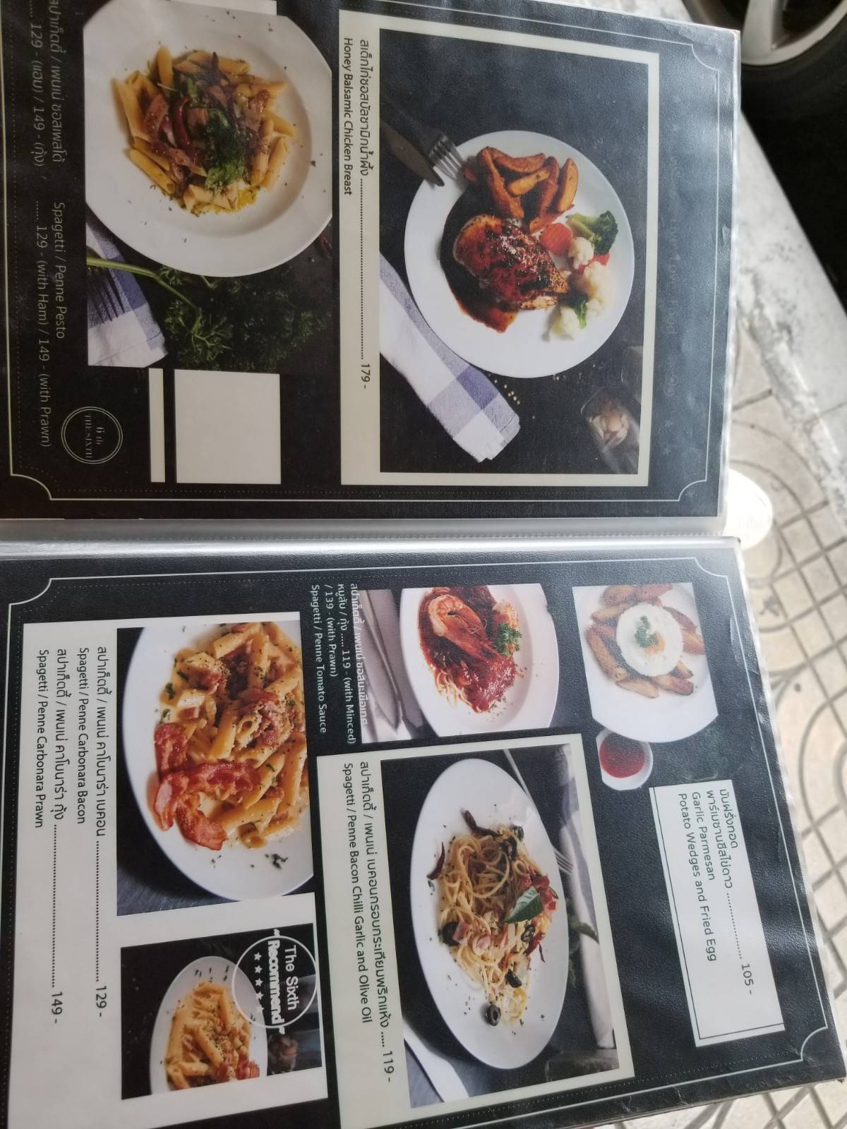 Menu at THE SIXTH 6th restaurant, Bangkok