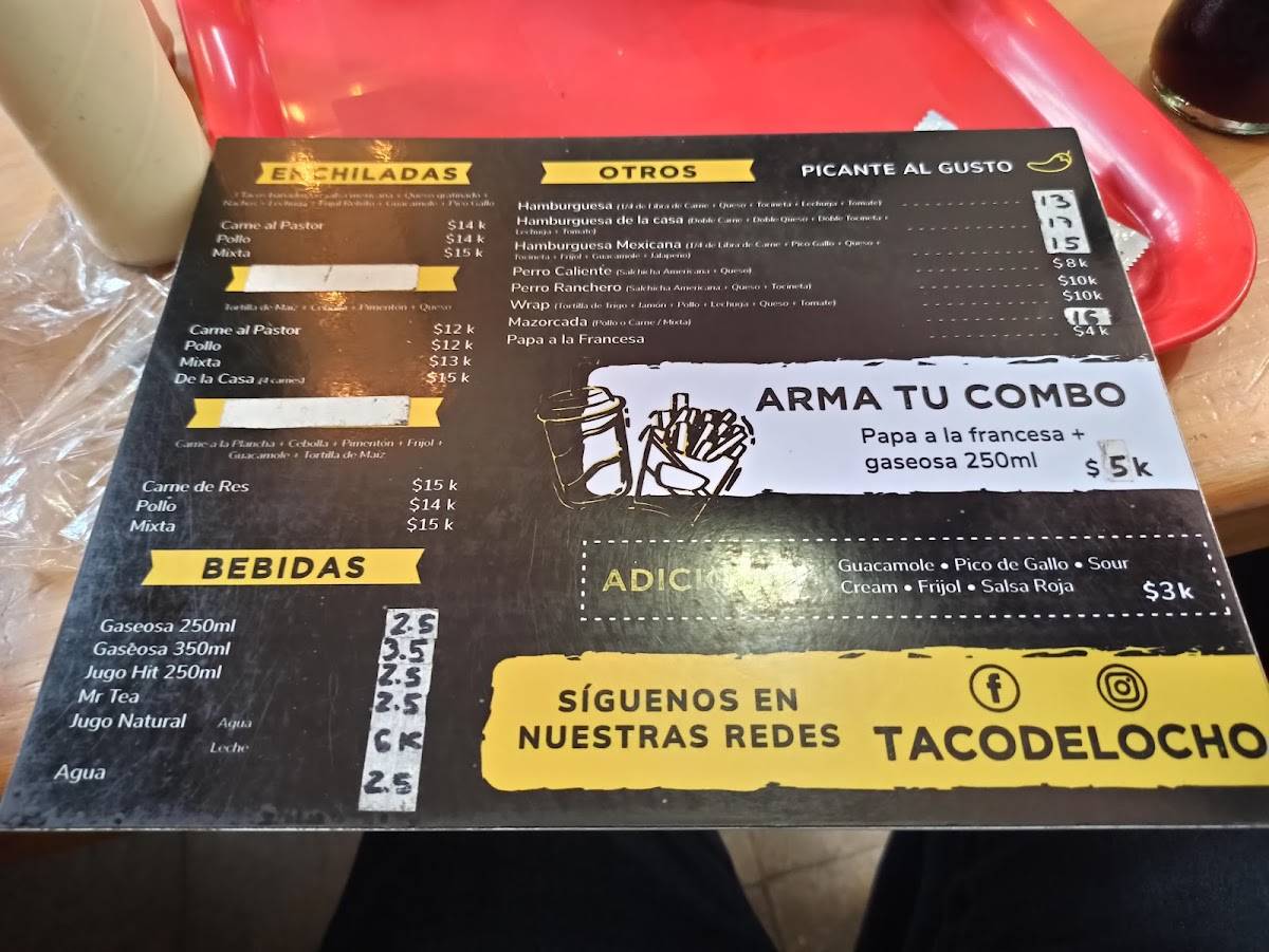 Carta del restaurante TACO DEL OCHO, Bogotá, Calle 72# #27b 40
