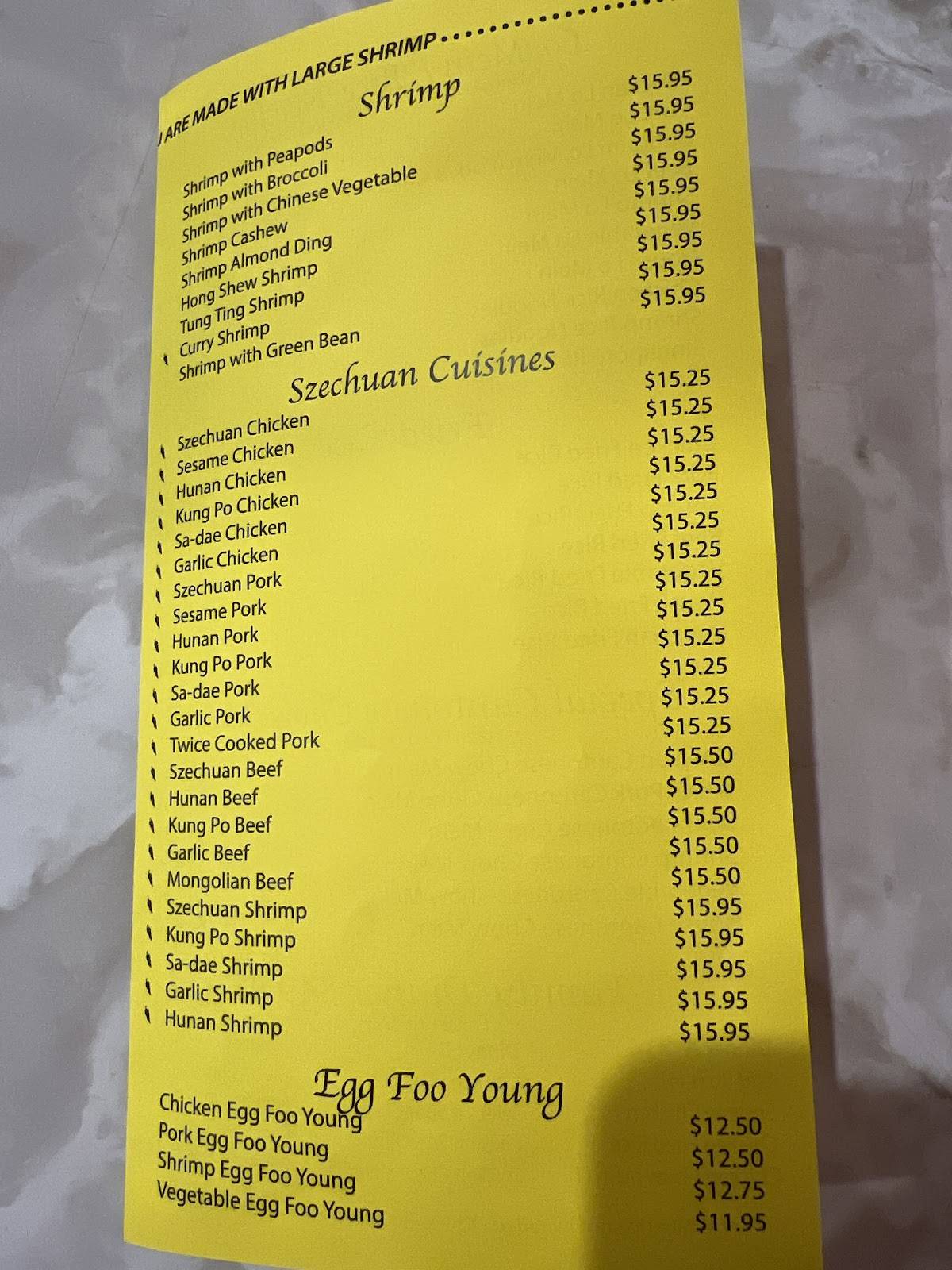 Menu at Tak Shing Chinese Restaurant, Lakeville