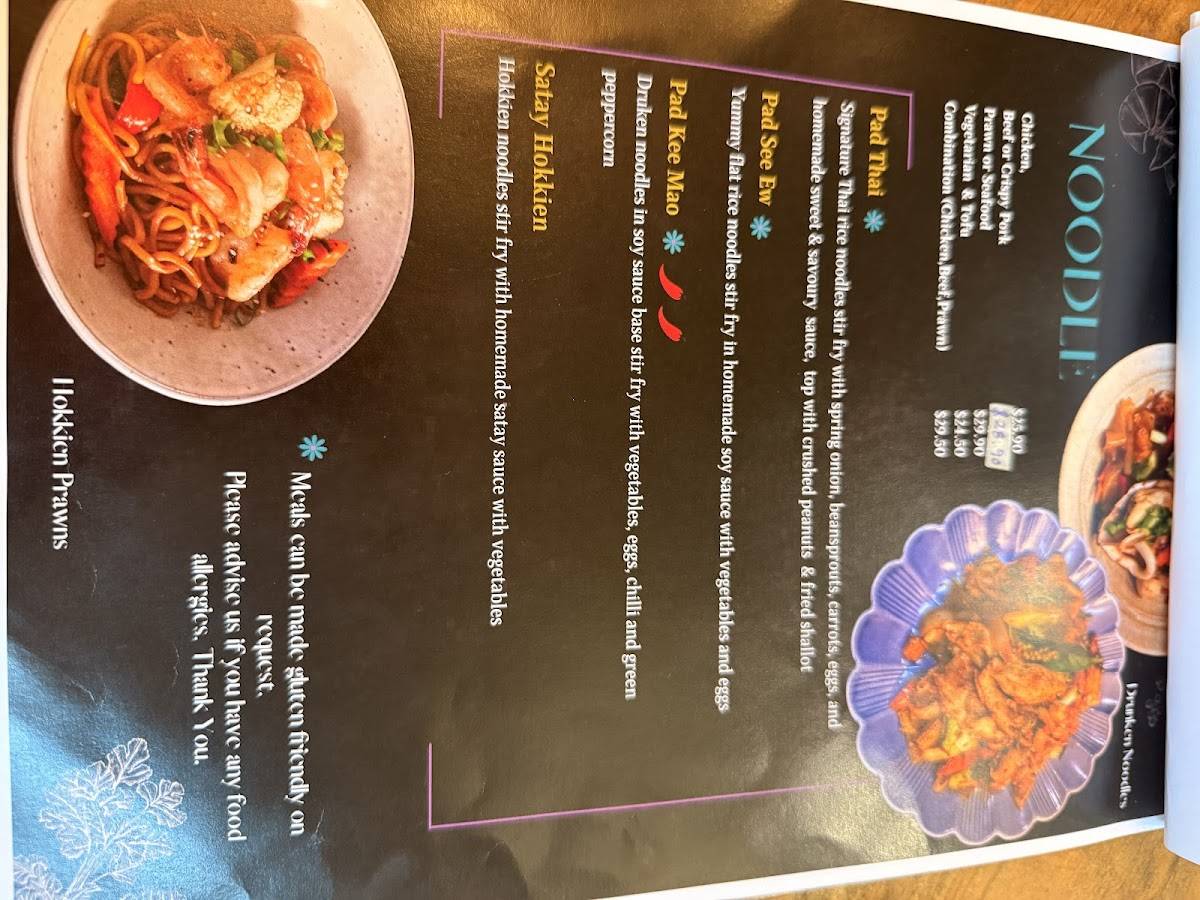 Menu at Thai Beach House restaurant, Dromana