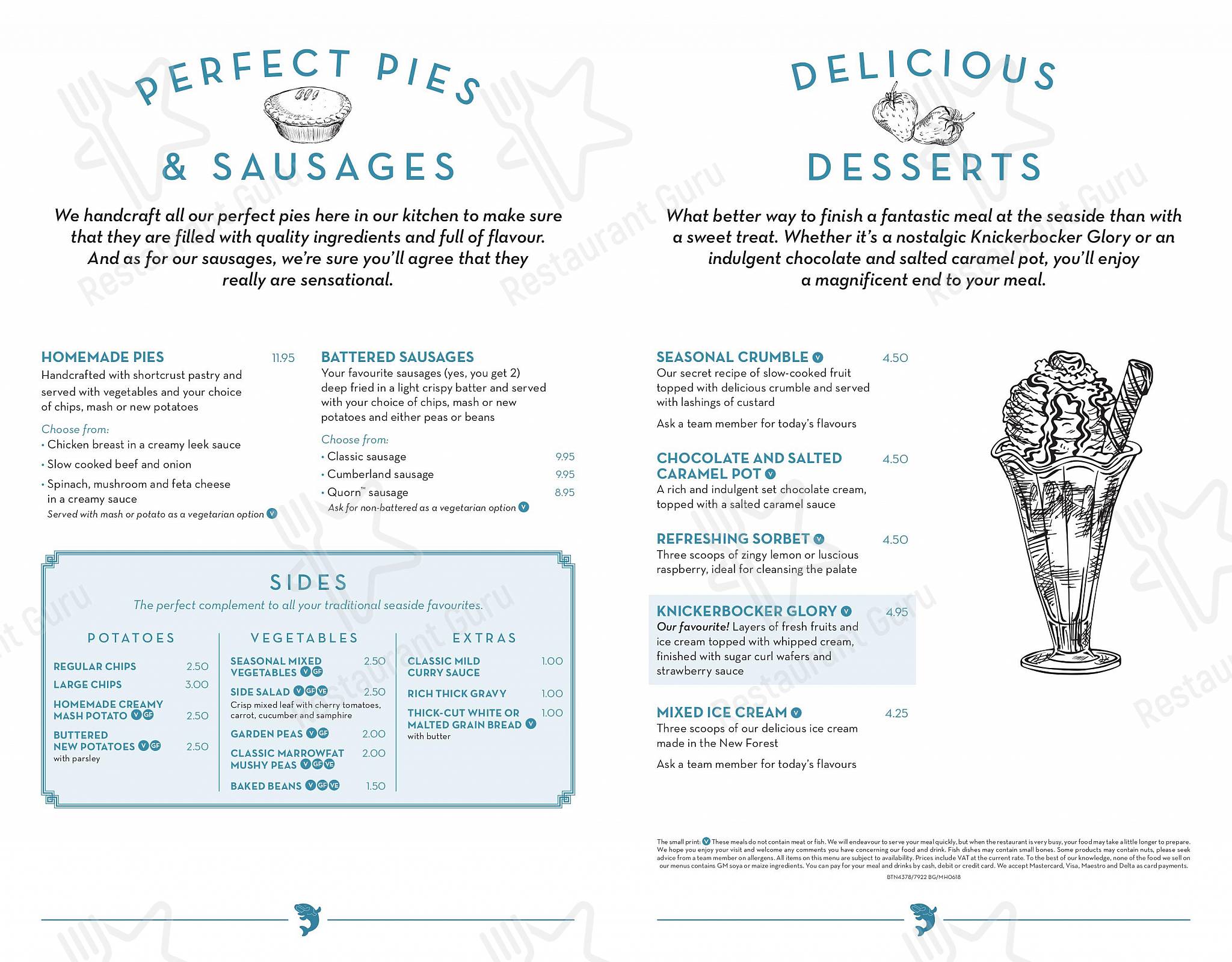 Menu at The Diner - Butlins restaurant, Bognor Regis