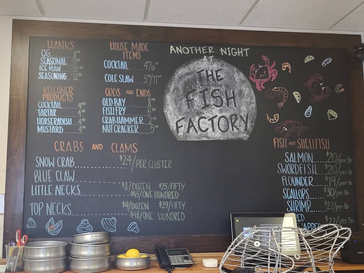 Menu at The Fish Factory restaurant, Wildwood Crest