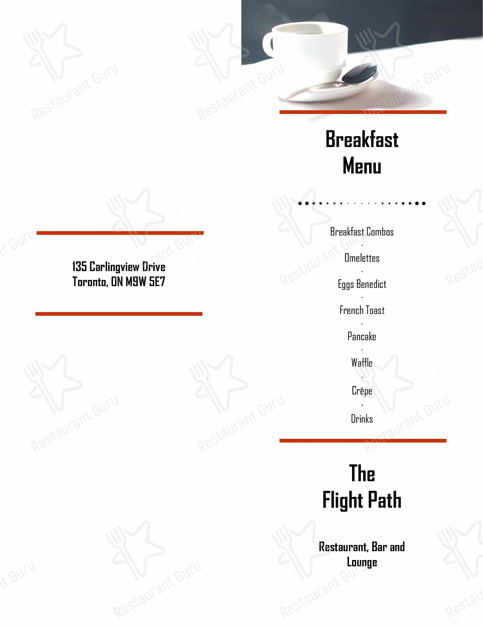 Menu at The Flight Path Restaurant & Bar, Toronto