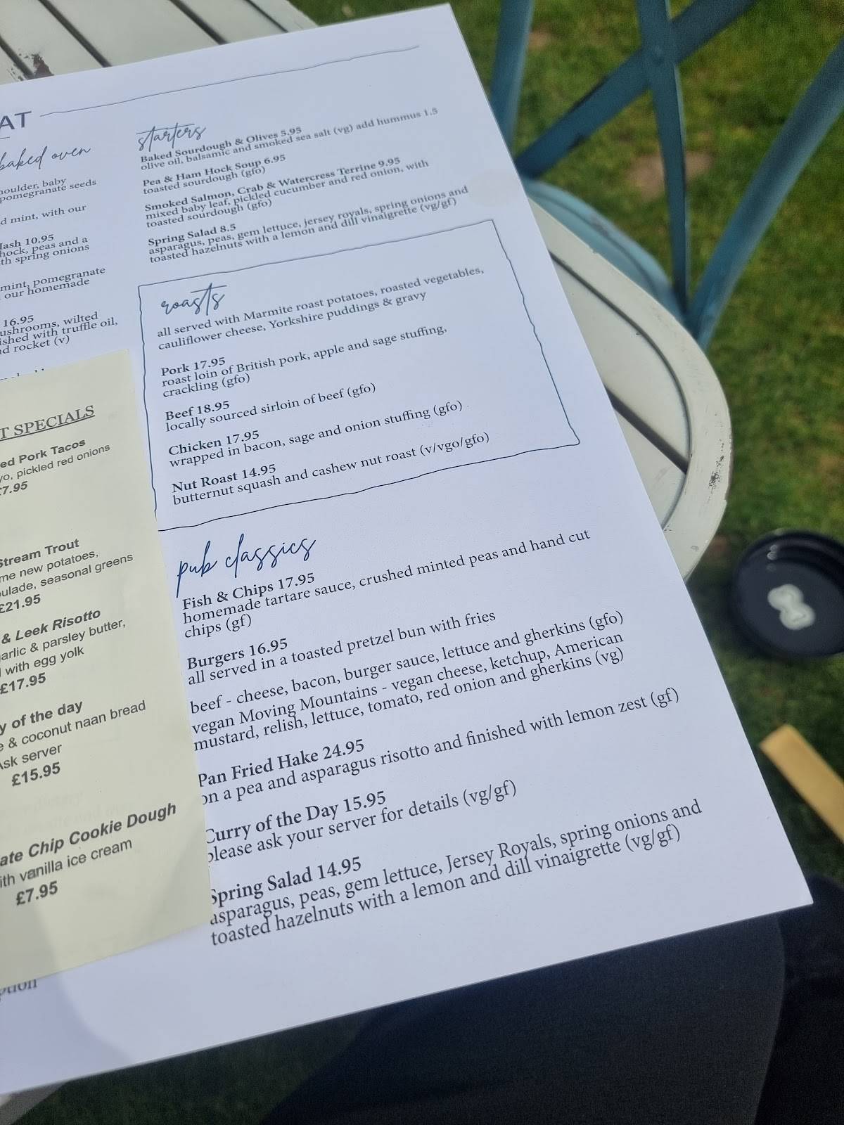 Menu at The Goat at Downton restaurant, Downton