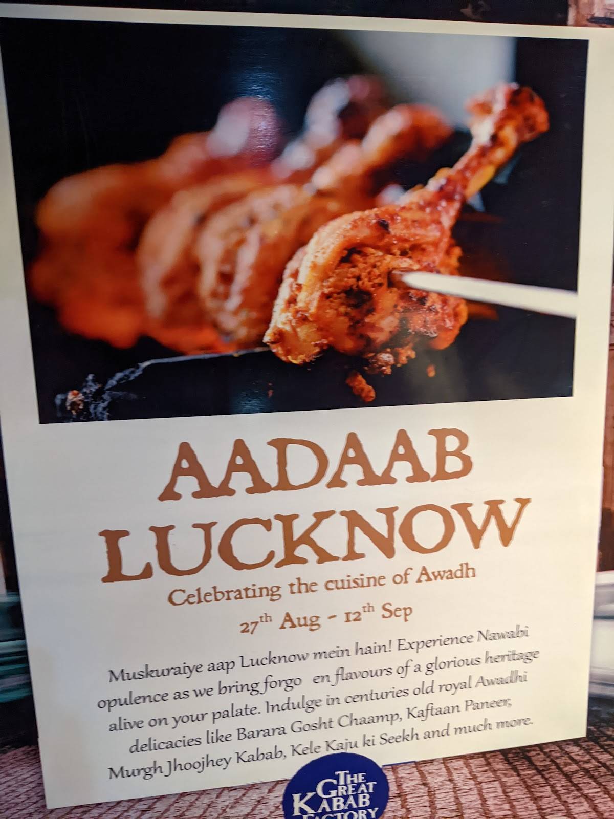 Menu at The Great Kebab Factory, Ranchi, 982F+MQ2