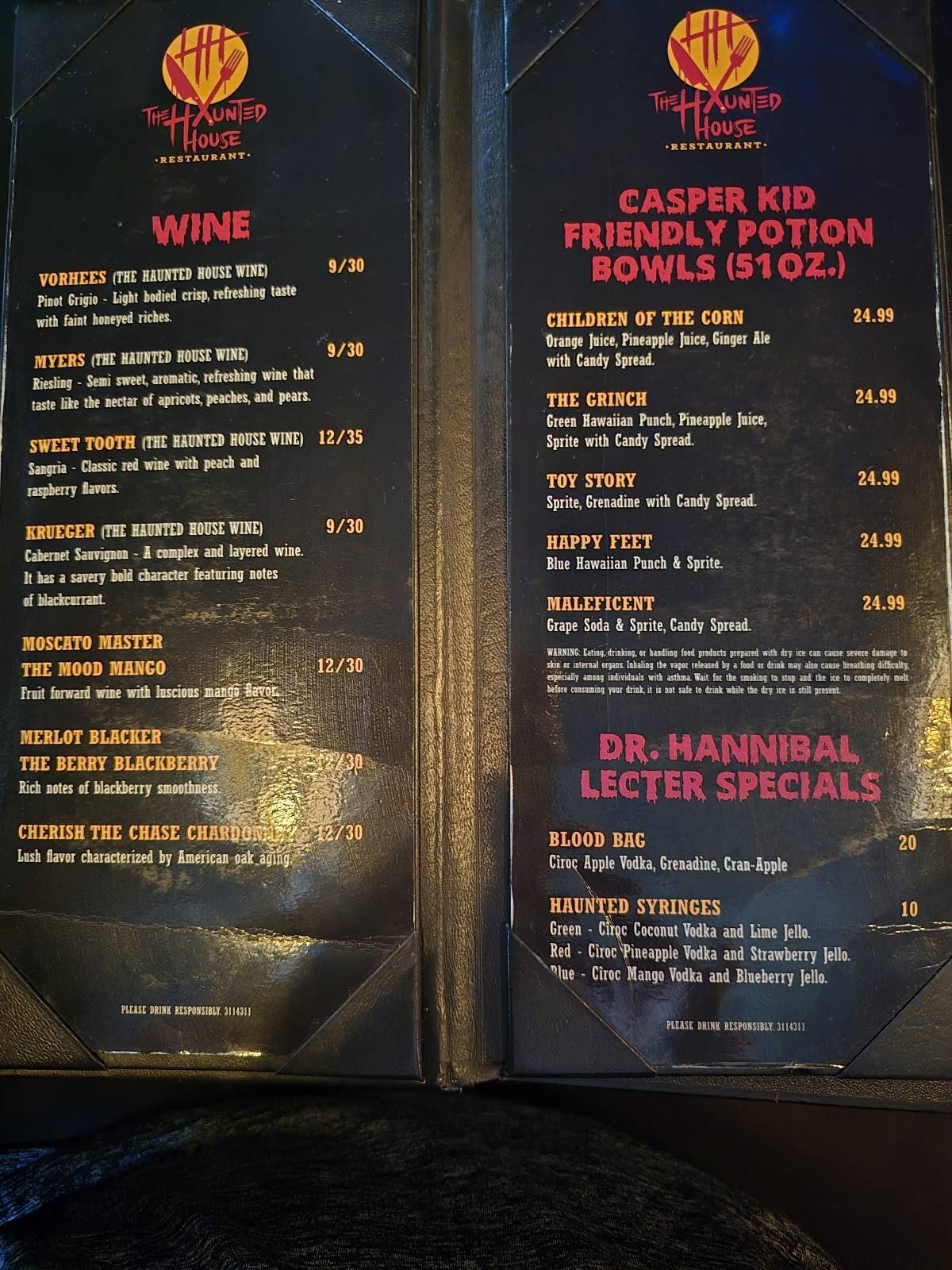 Menu at The Haunted House Restaurant, Cleveland Heights