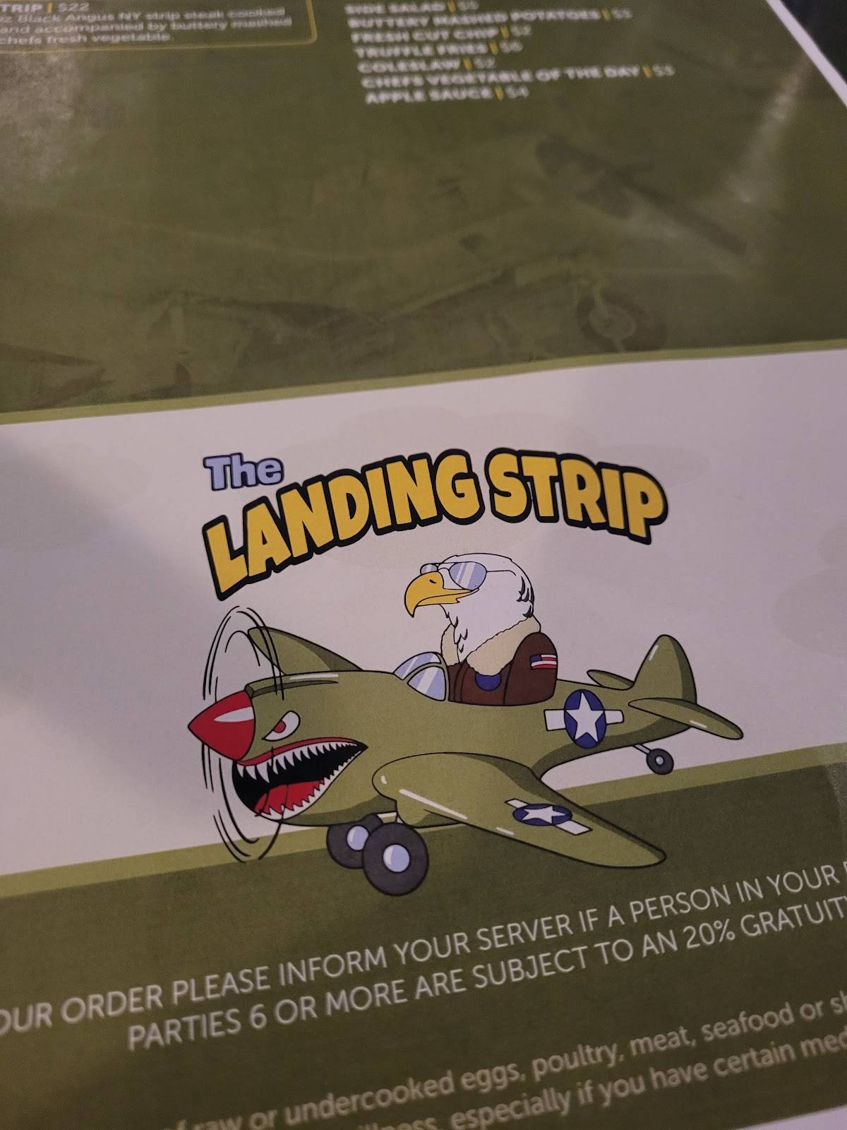 Menu at The Landing Strip restaurant, Middle River