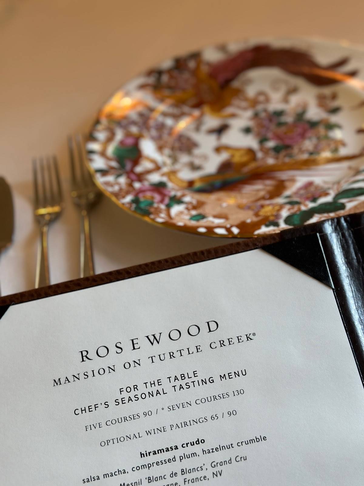 Menu at The Mansion Restaurant, Dallas, Turtle Creek Blvd