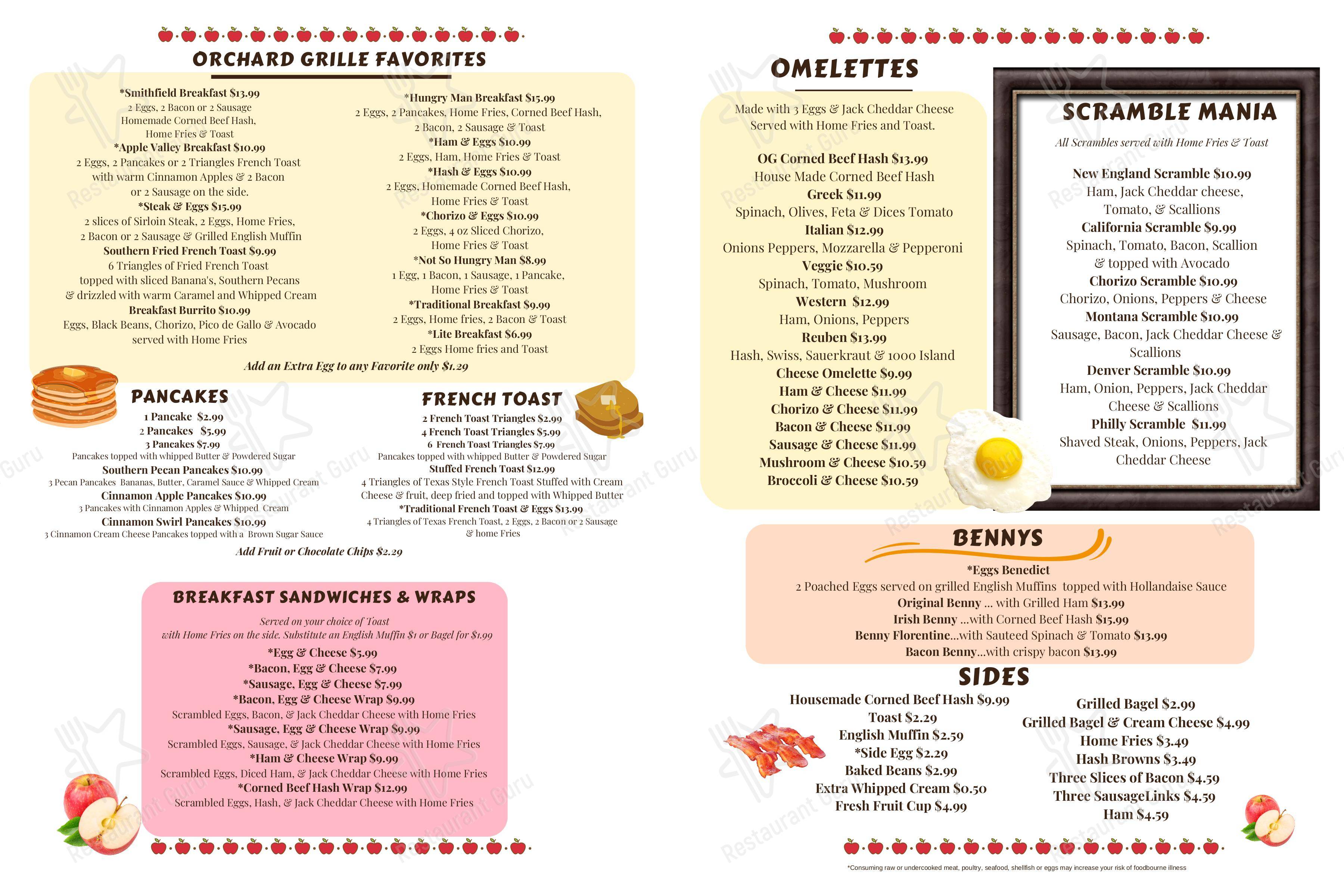 Menu at The Orchard Grille restaurant, Smithfield