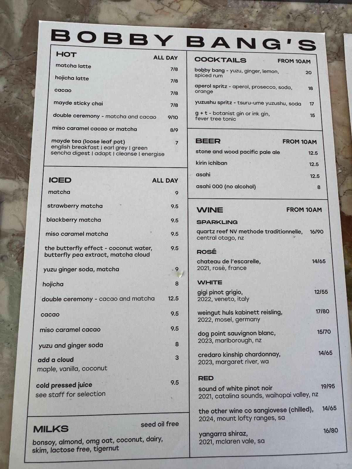 Menu at The Oxley 1823 Atrium restaurant, Mermaid Beach