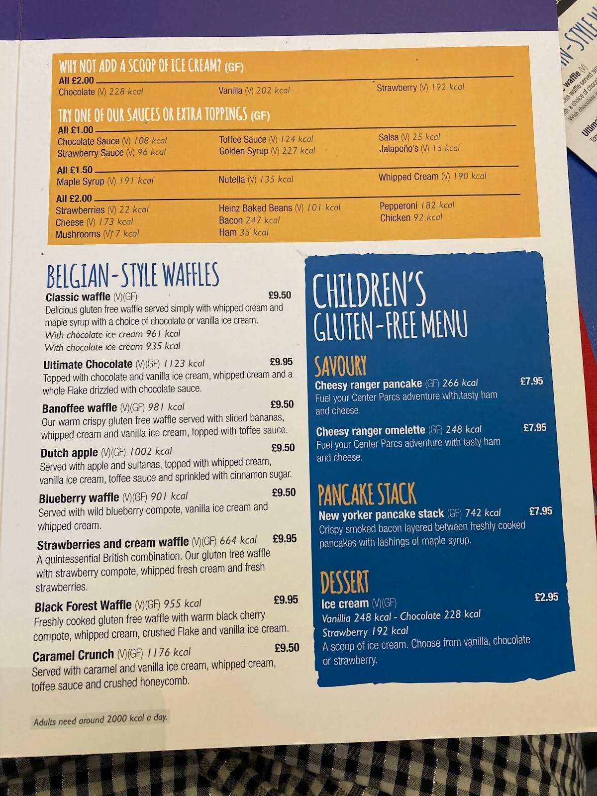 Menu at The Pancake House pub & bar, Warminster, Center Parcs Longleat ...