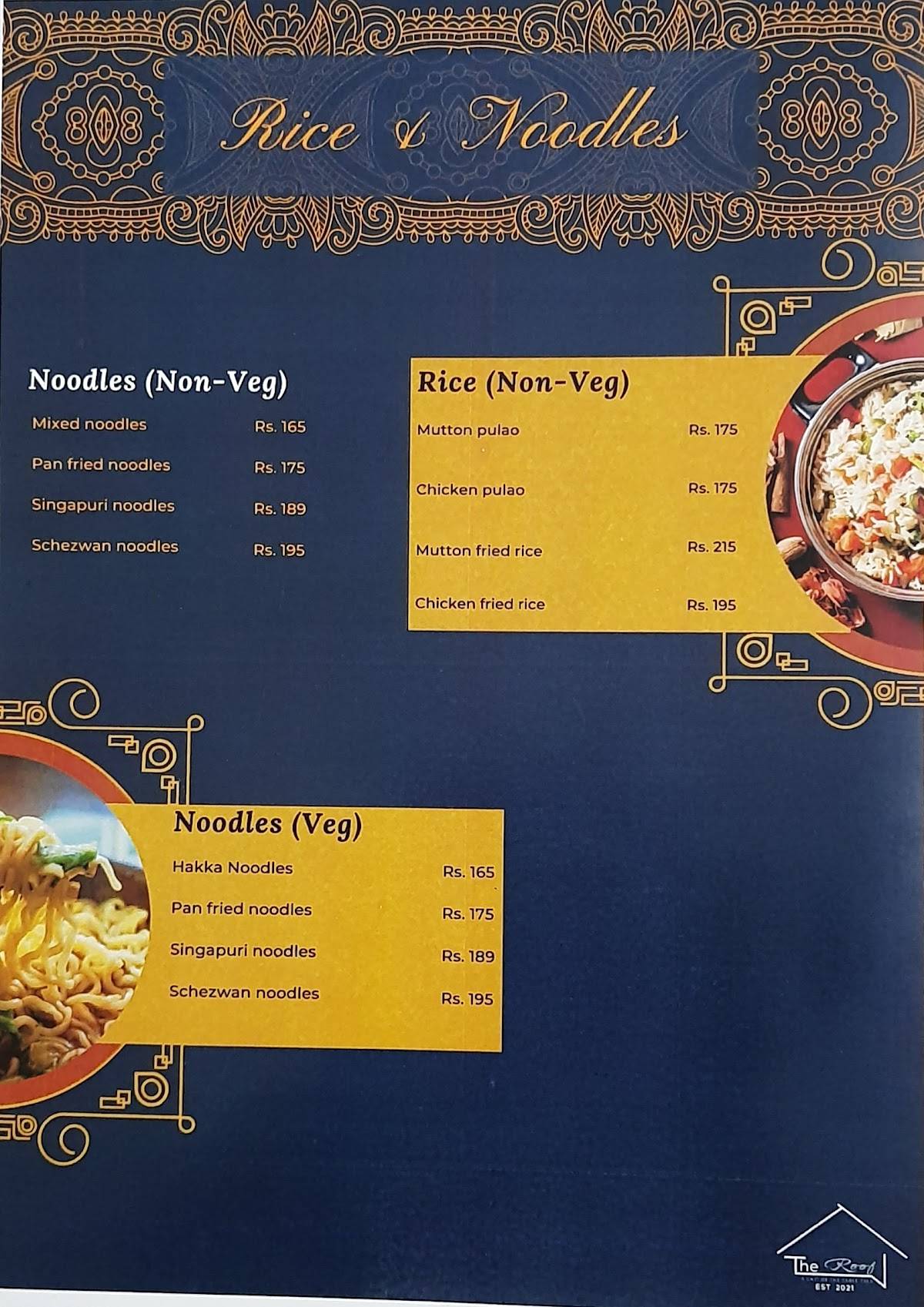 Menu at The Roof, Cooch Behar
