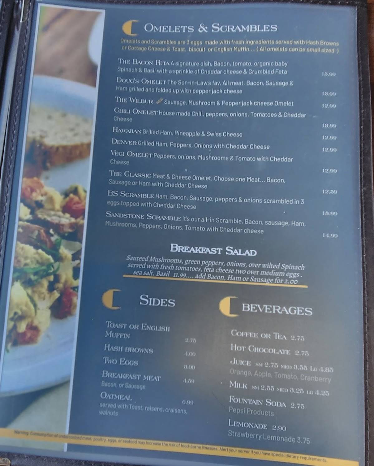 Menu at The Sandstone Cafe & Quarry Bar, Tenino