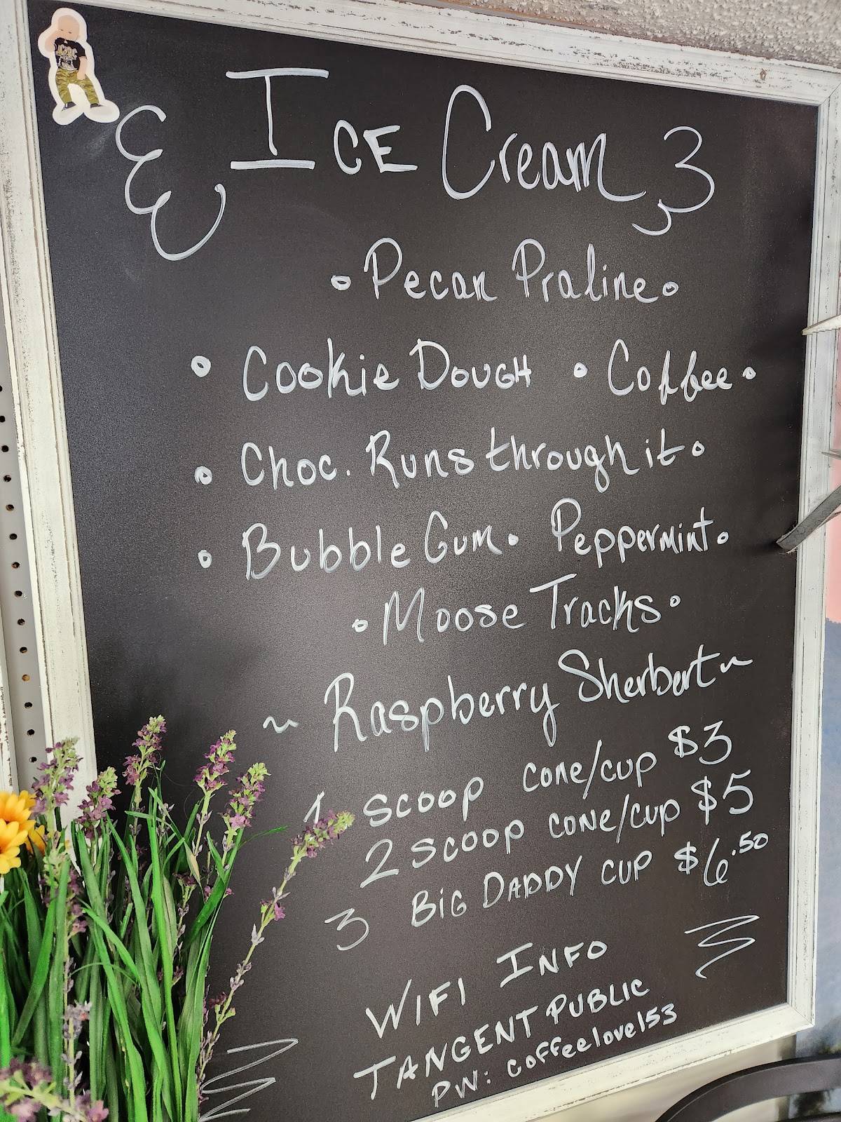 Menu at The Tangent Coffee Shop & Ice Cream pub & bar, Big Timber
