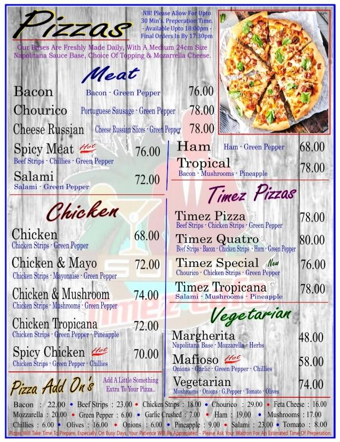 Menu at Suits Timez Café Carletonville Merafong City pub & bar ...