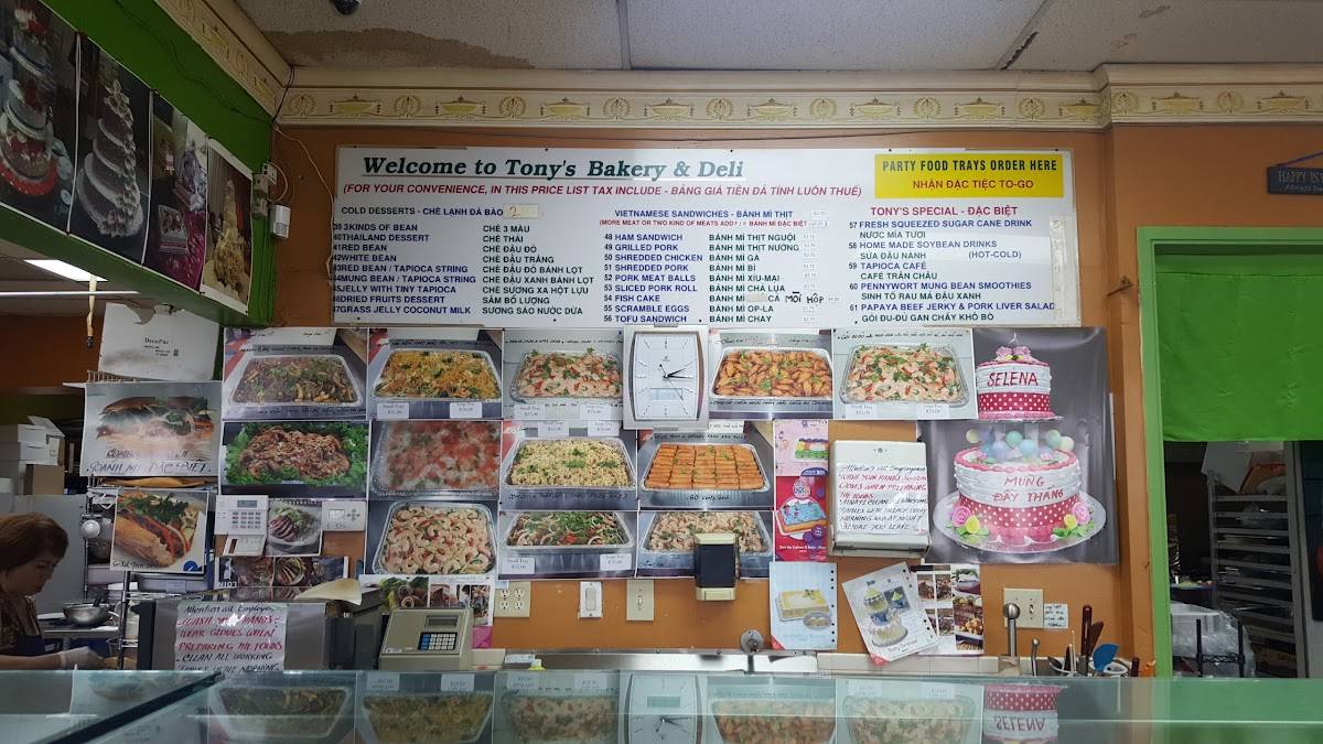 Menu at Tony's Bakery, Seattle