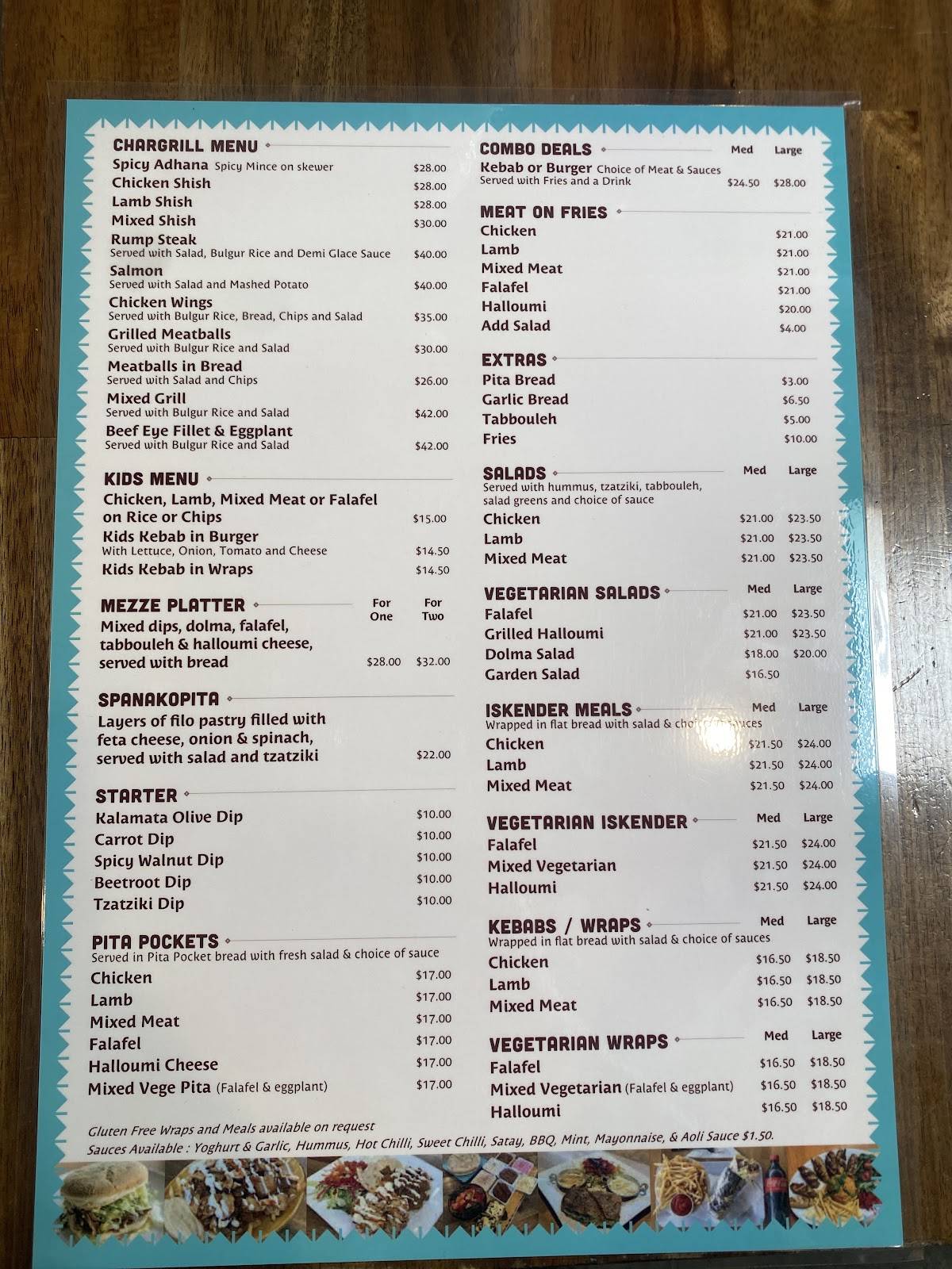 Menu at Turkuaz Cafe, Whangarei, 26 Rathbone St