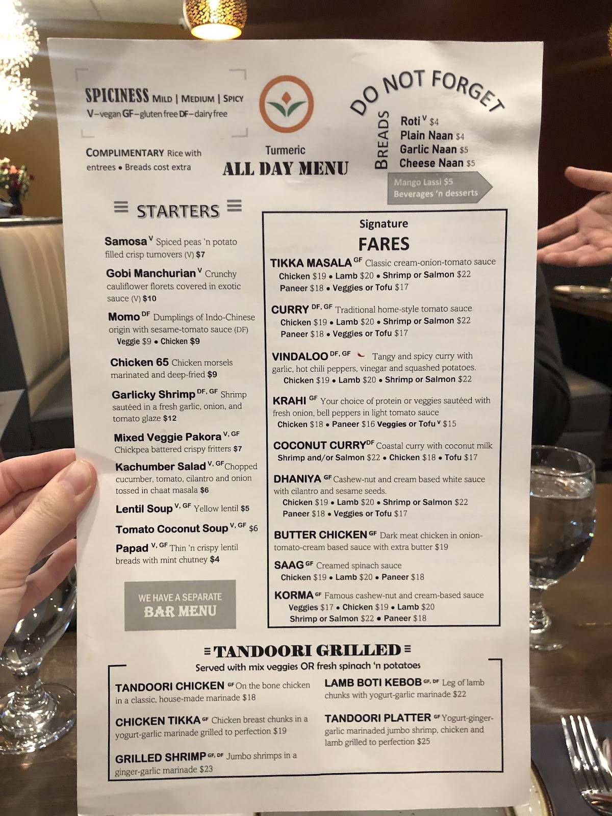 Menu at Turmeric Indian Cuisine at Power Center Point restaurant ...