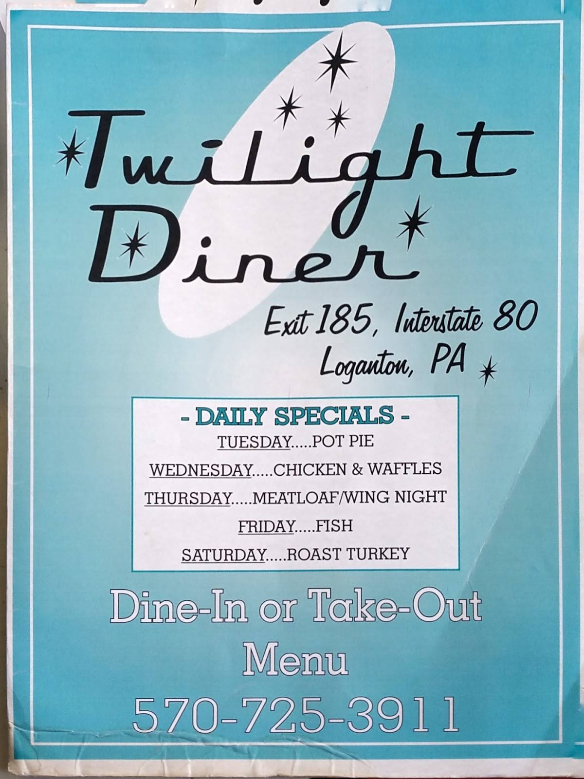 Menu at Twilight Diner restaurant, Loganton