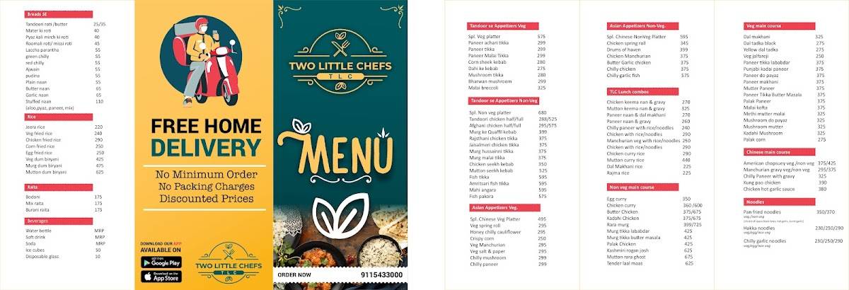 Menu at Two Little Chefs, Panchkula, SCO 49 Backside